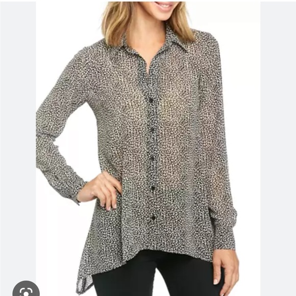 MICHAEL Michael Kors | Tops | Michael Kors Womens Cheetah Shark Bite Blouse | Poshmark